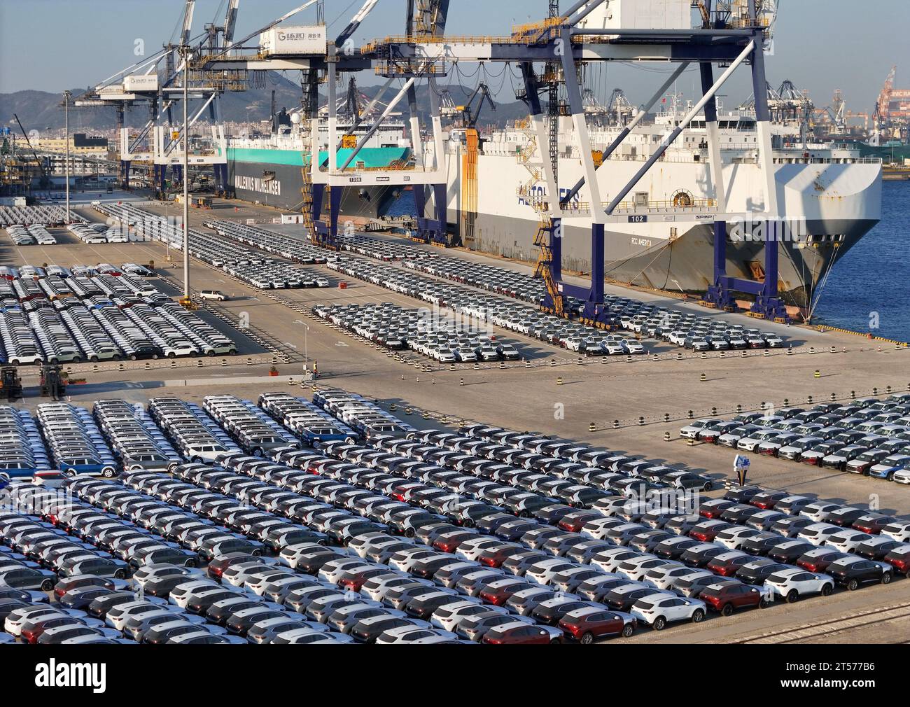 YANTAI, CHINA - NOVEMBER 2, 2023 - A large number of Chinese-made cars ...