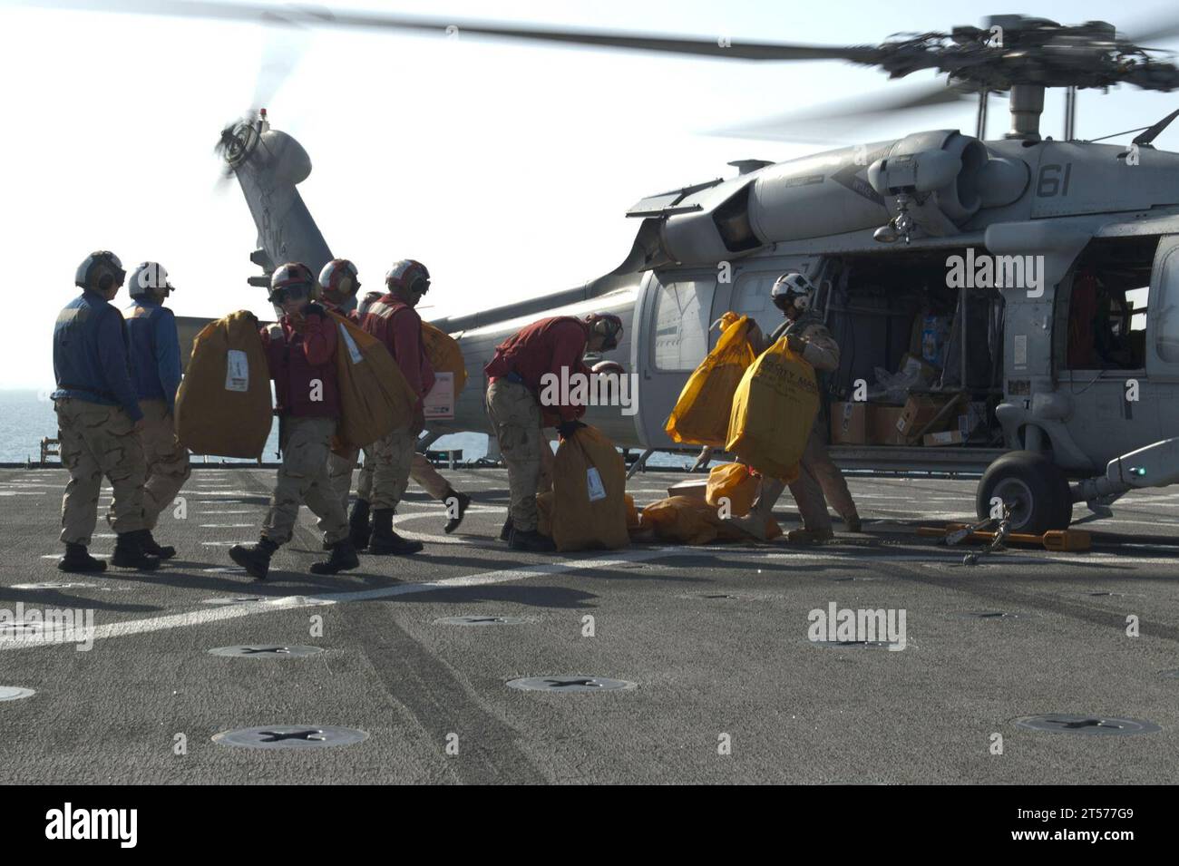 US Navy Sailors aboard the amphibious dock landing ship USS Pearl ...