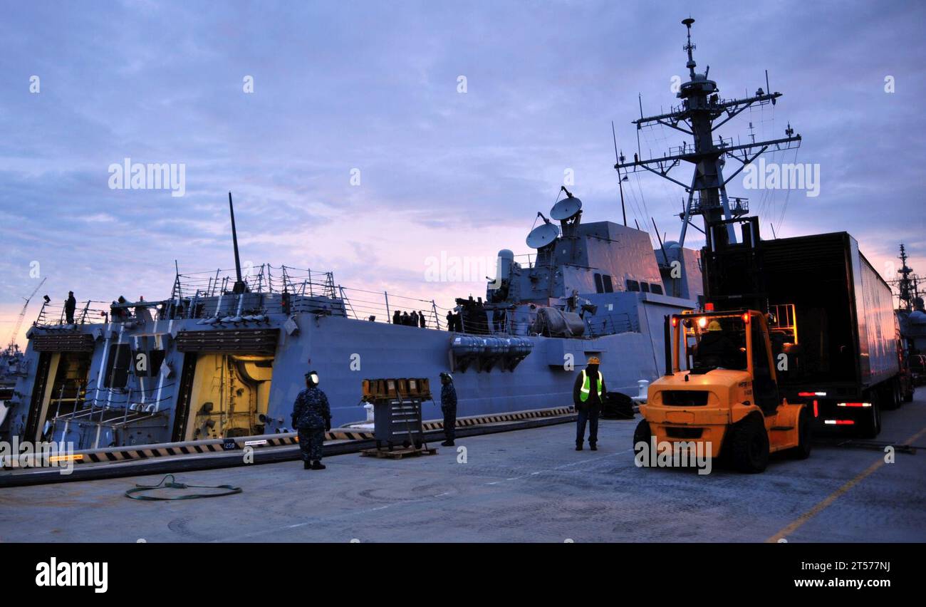 US Navy Sailors aboard the guided-missile destroyer USS James E ...