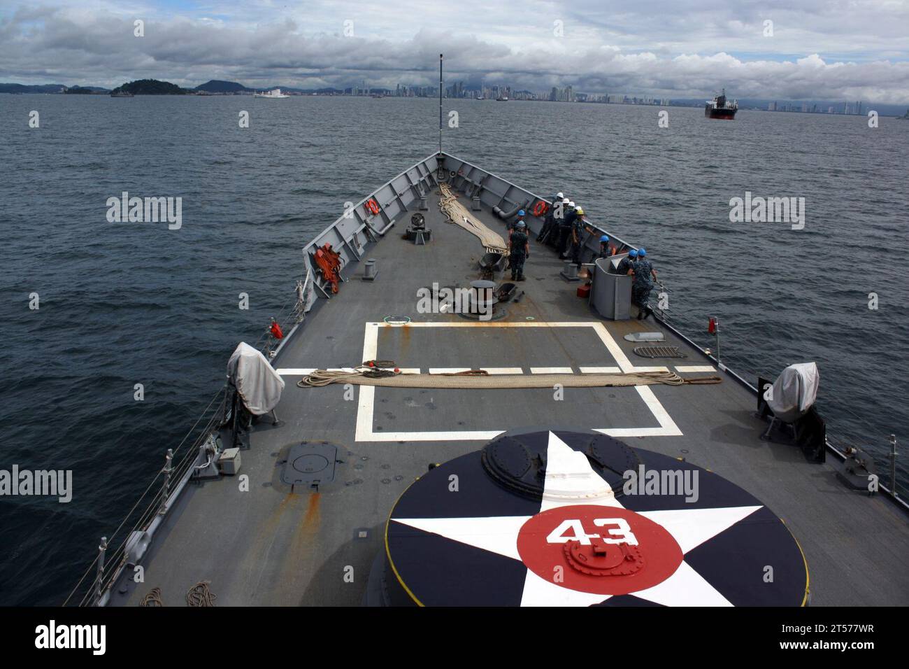 US Navy Sailors aboard the guided-missile frigate USS Thach (FFG 43 ...