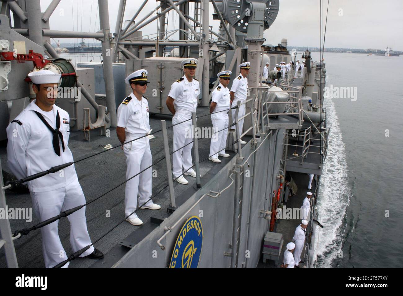 US Navy Sailors aboard the guided-missile frigate USS Thach (FFG 43 ...