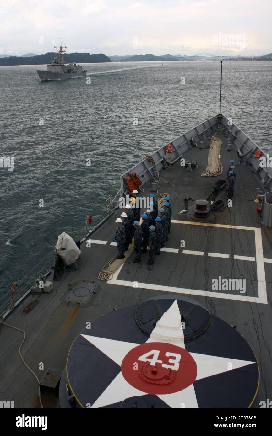 US Navy Sailors aboard the guided-missile frigate USS Thach (FFG 43 ...