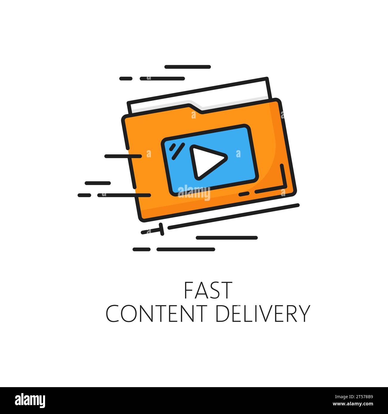Fast content delivery. CDN. Content delivery network icon, web media file administration and ...