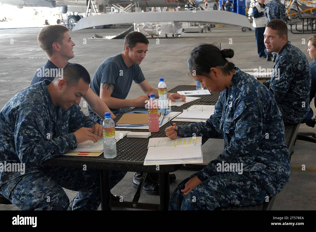US Navy Sailors assigned to Patrol Squadron (VP) 40 prepare for their ...