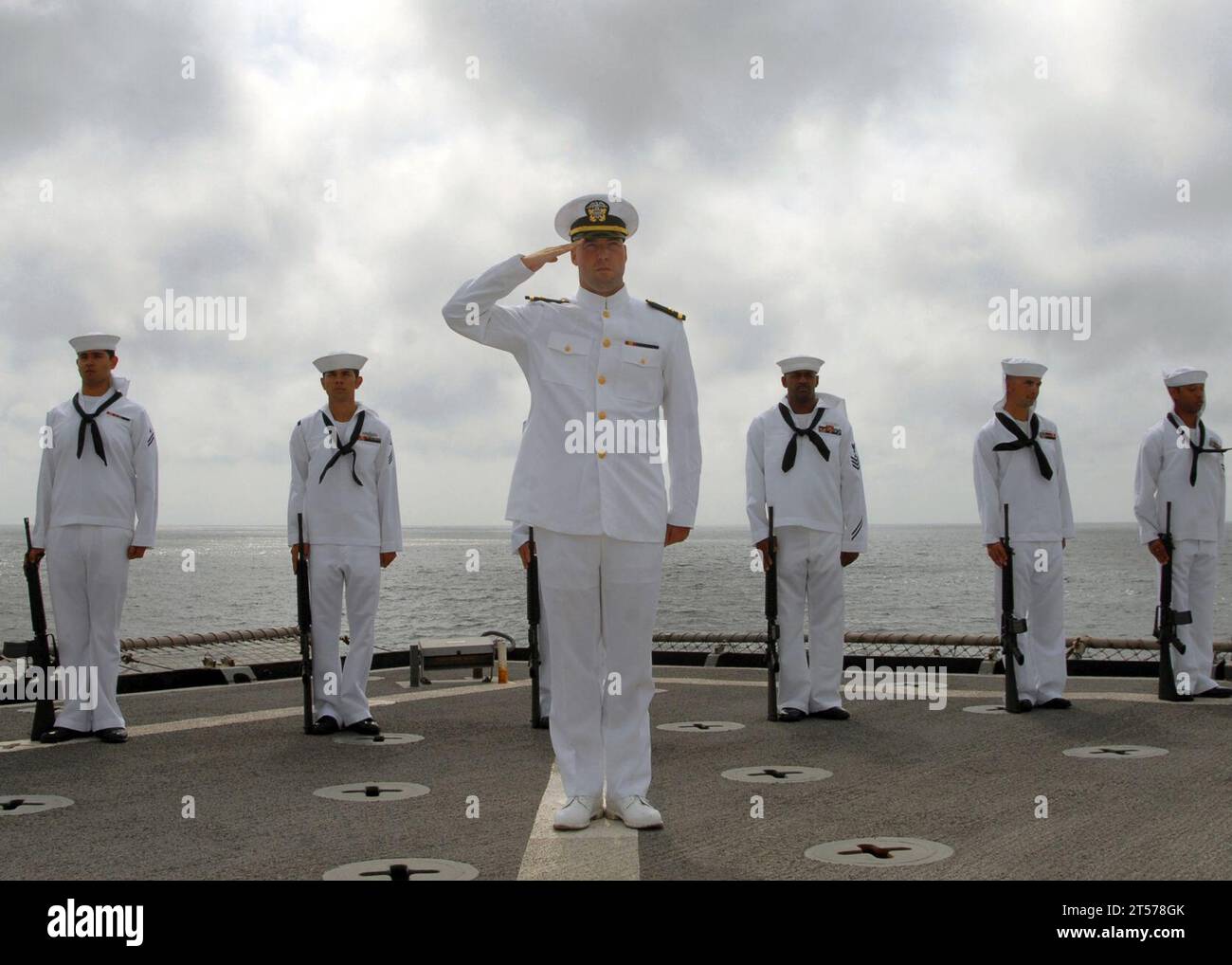 US Navy Sailors assigned to the ceremonial detail of the amphibious ...