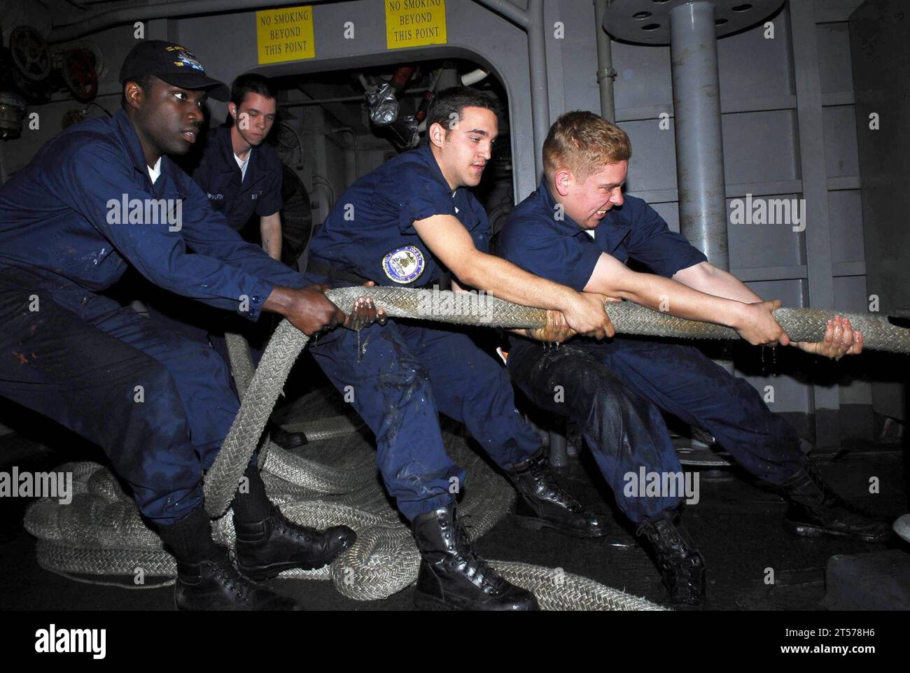 US Navy Sailors assigned to the deck department of the Nimitz-class ...