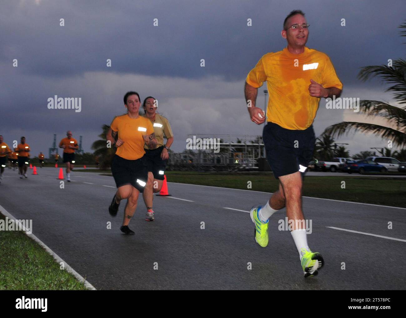 US Navy Sailors assigned to the submarine tender USS Emory S. Land (AS ...