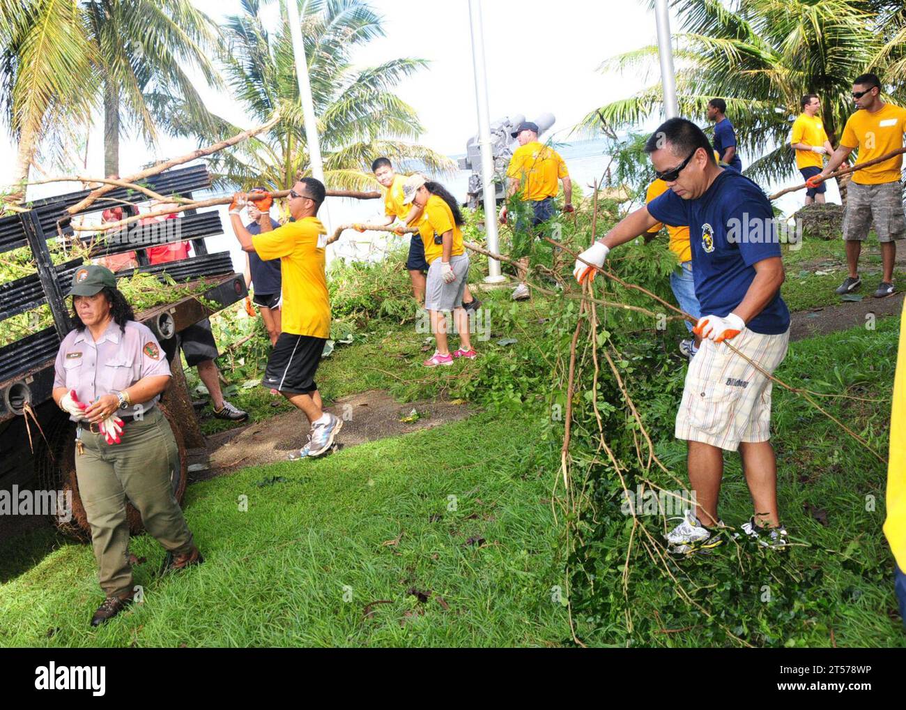 US Navy Sailors assigned to various commands in Guam participate in an ...