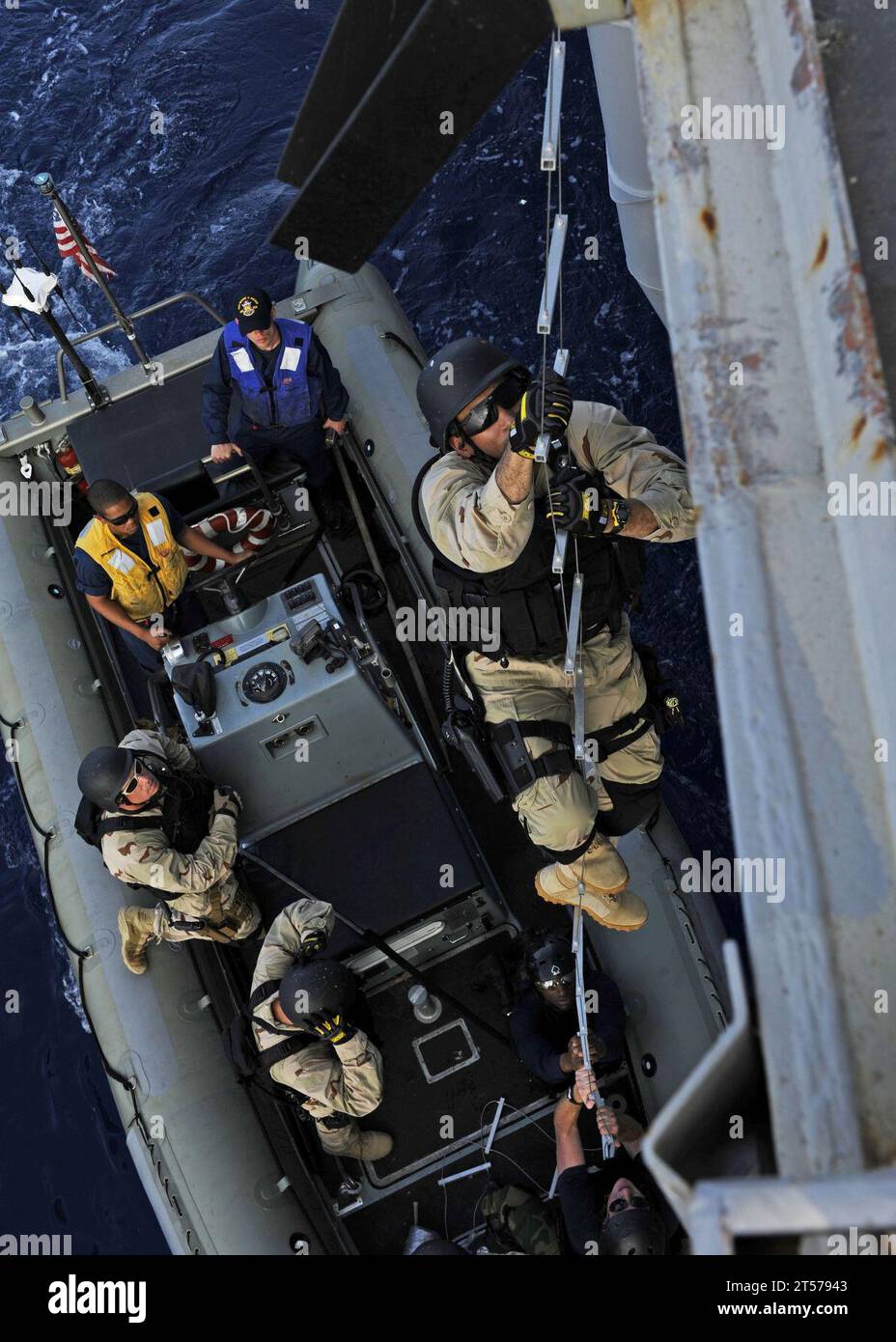 US Navy Sailors climb a ladder during a VBSS drill.jpg Stock Photo - Alamy
