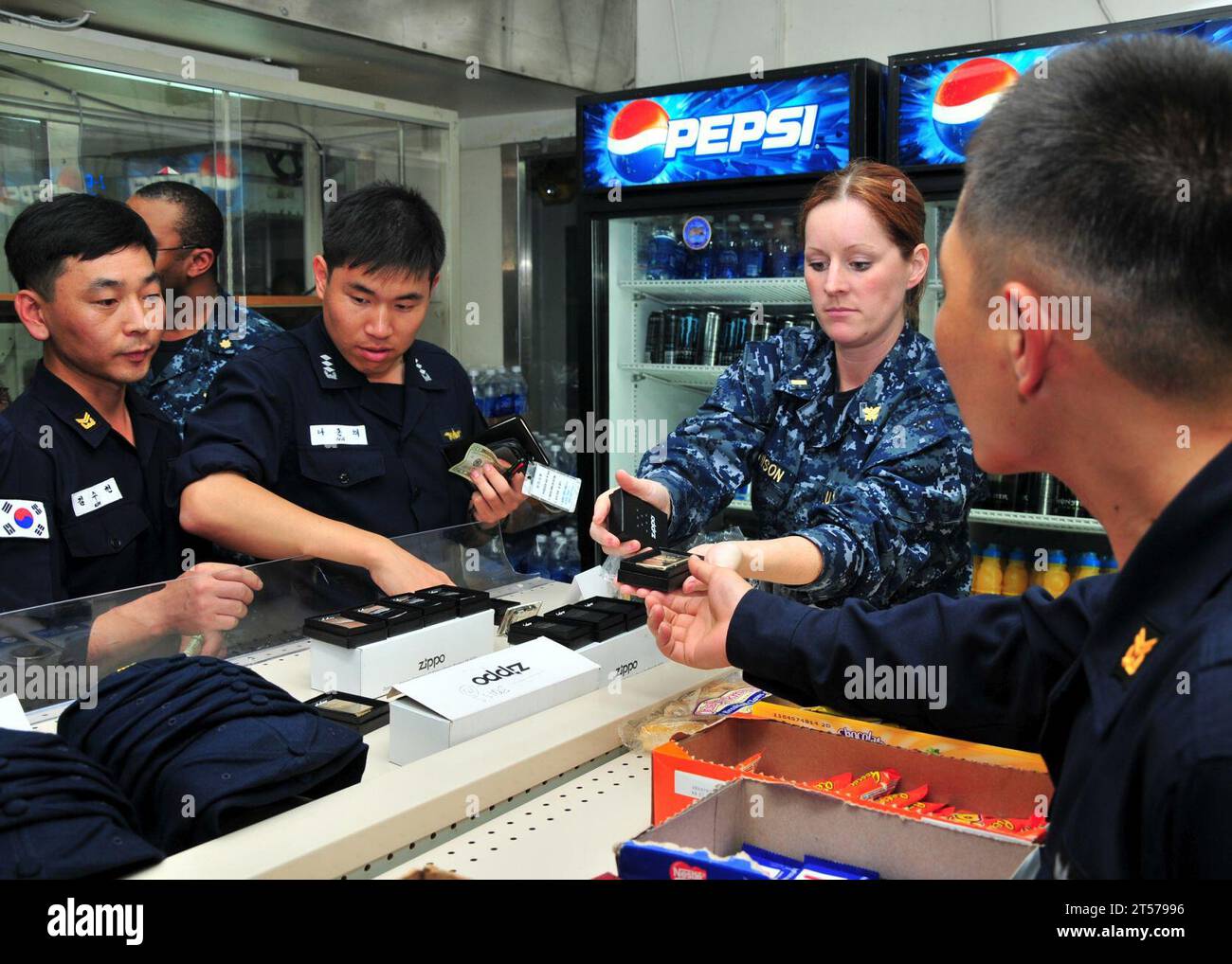 US Navy Sailors from the Republic of Korea navy submarine ROKS Park Wi ...