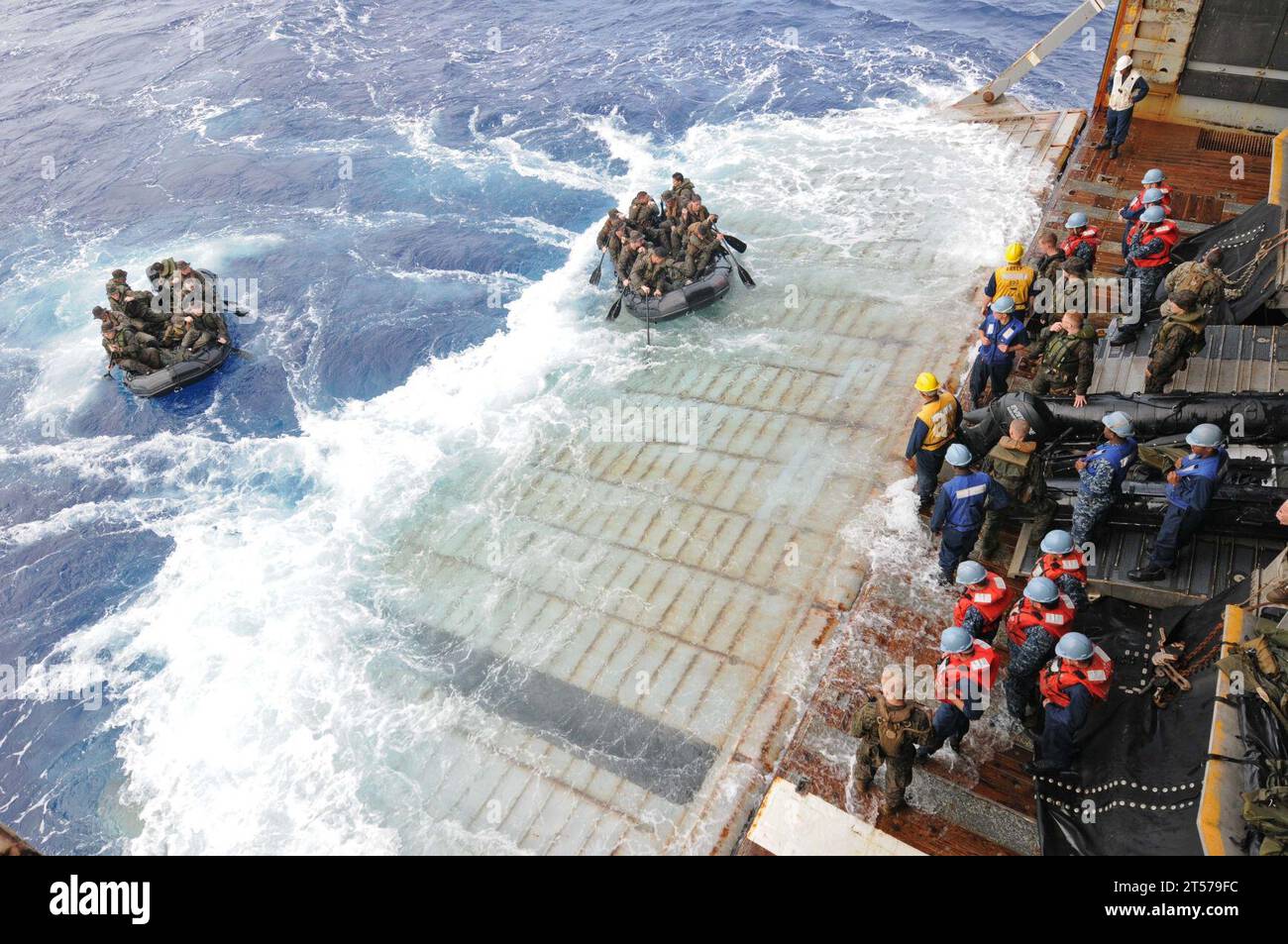 US Navy Sailors launch Marines assigned to the 31st Marine ...