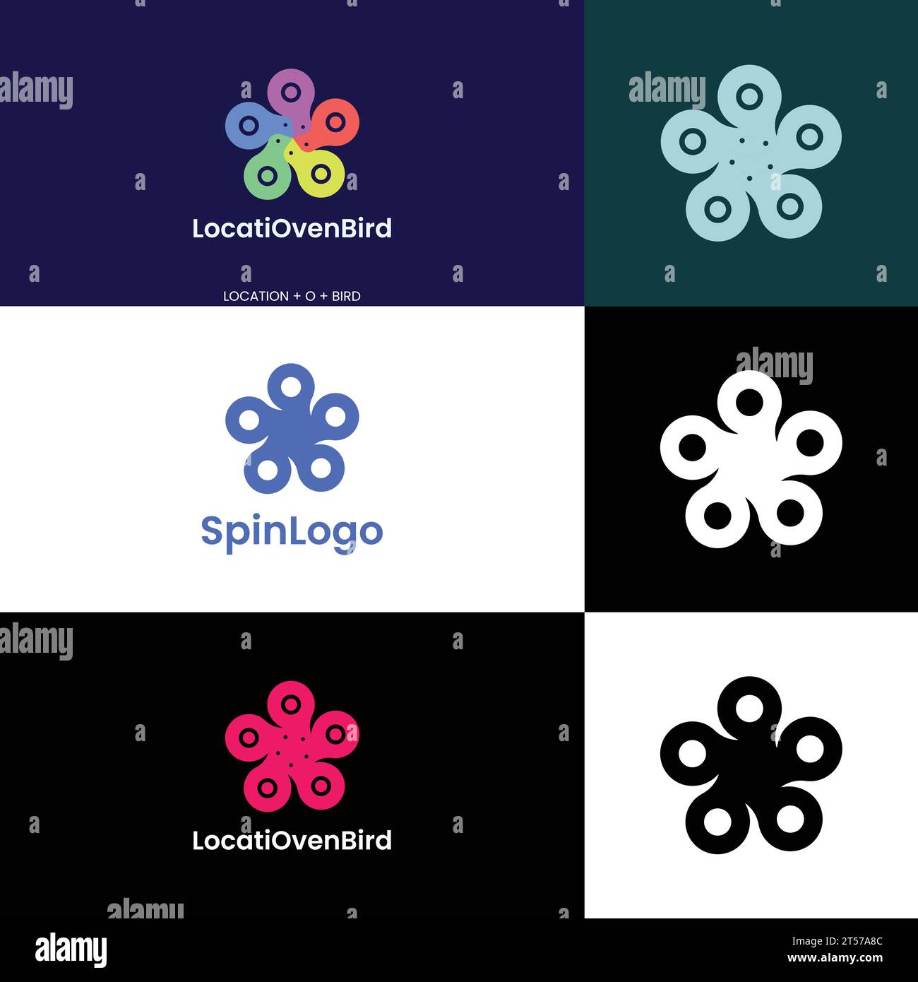 Location letter o bird drone and spin logo set Vector Image Stock ...