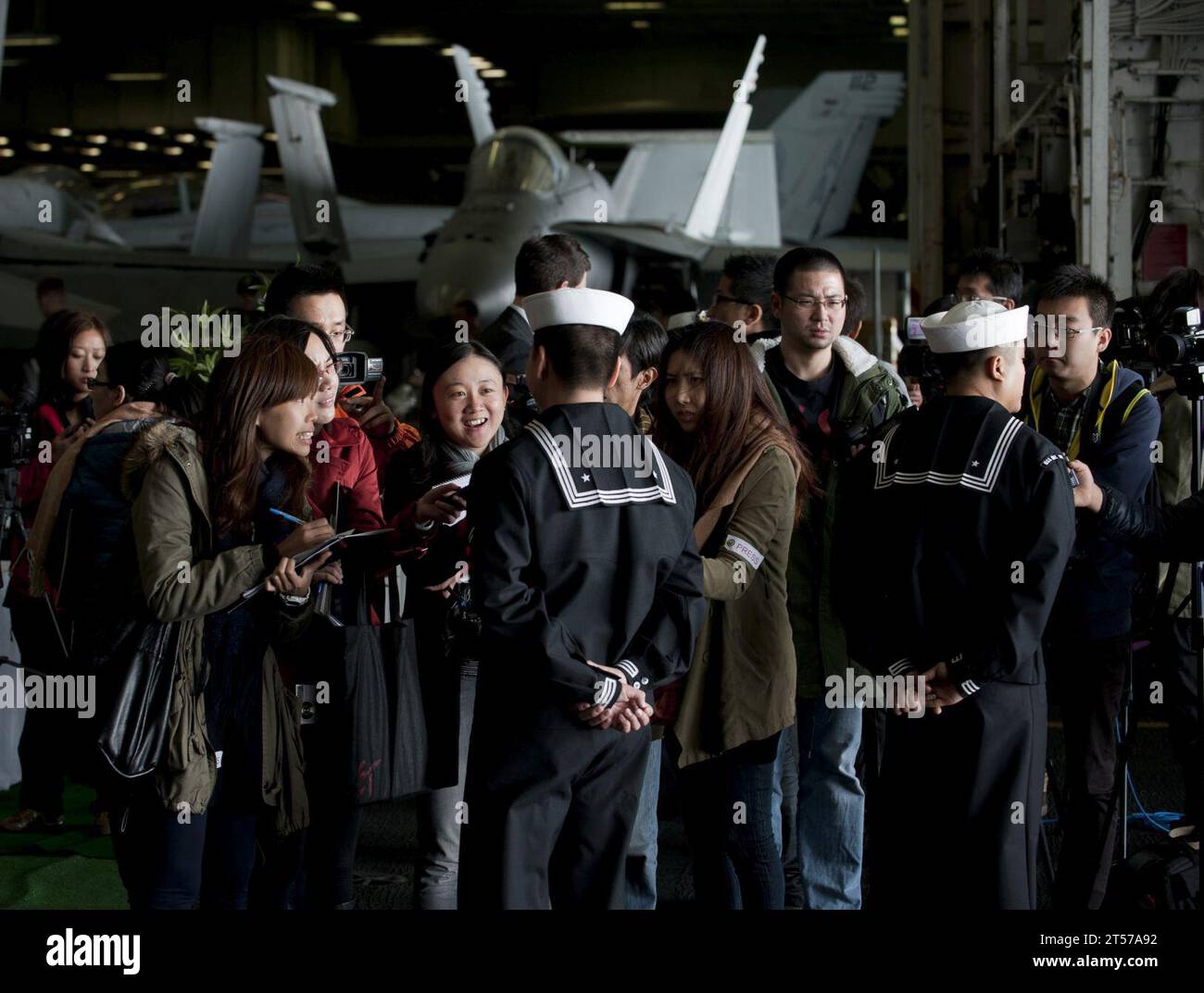 US Navy Sailors speak to the Hong Kong press.jpg Stock Photo - Alamy