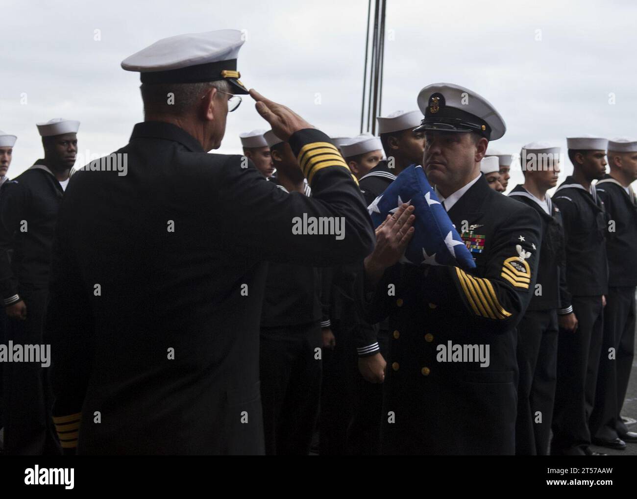 US Navy Sailors take part in a burial at sea ceremony.jpg Stock Photo ...