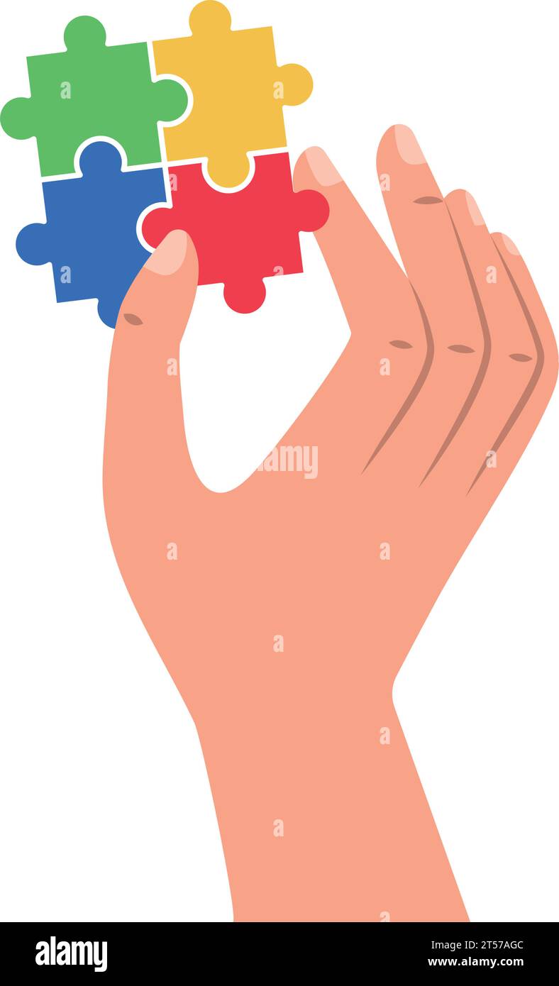 autism awareness hand with puzzle Stock Vector Image & Art - Alamy