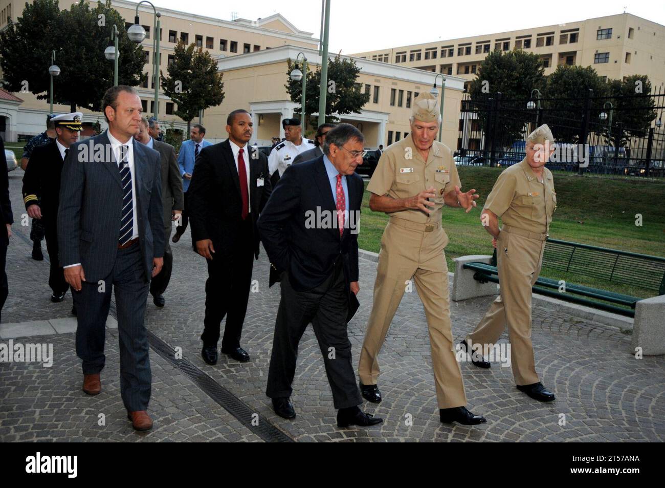 US Navy Secretary of Defense Leon E. Panetta, center left, accompanies ...