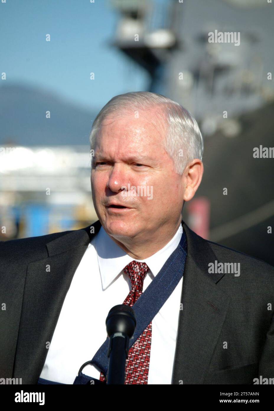 US Navy Secretary of Defense Robert M. Gates speaks with news media ...