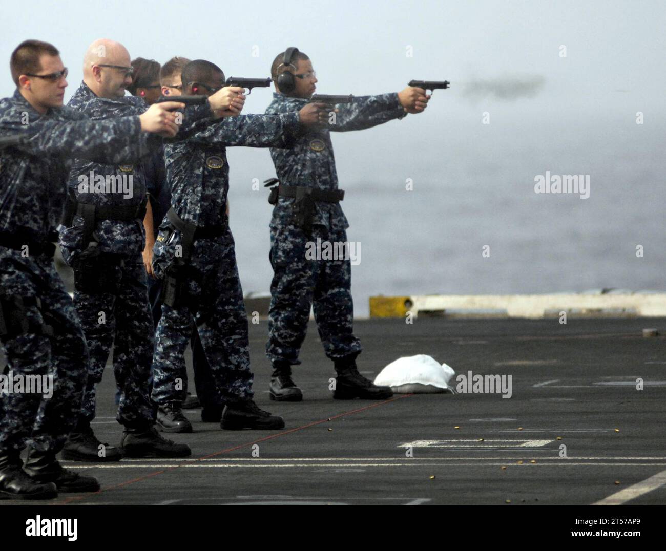 US Navy Security department Sailors participate in small-arms ...
