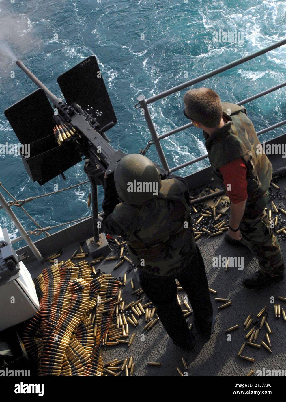 US Navy Security personnel aboard the Nimitz-class aircraft carrier USS ...