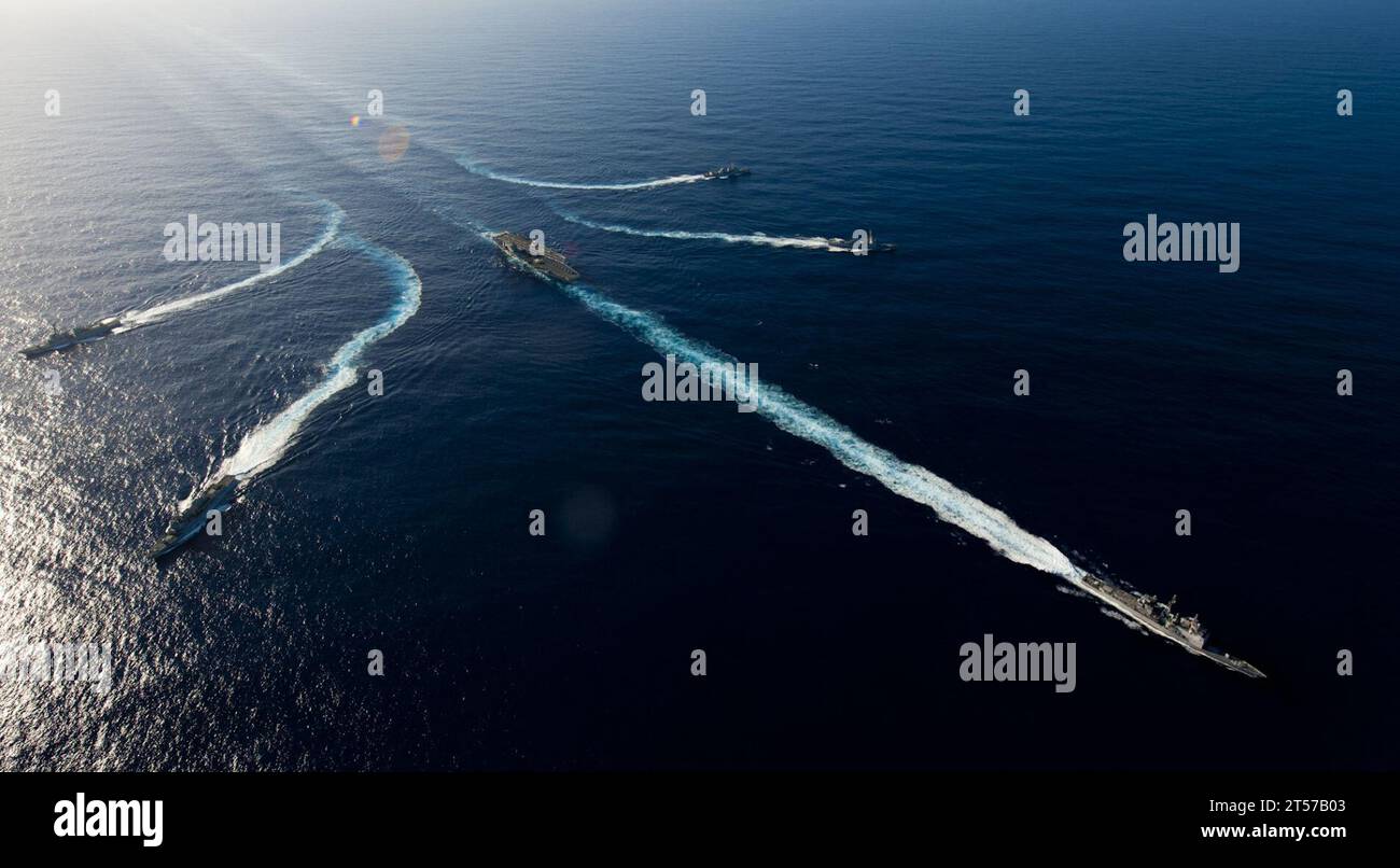 Us Navy Ships From The John C Stennis Carrier Strike Group Transit The