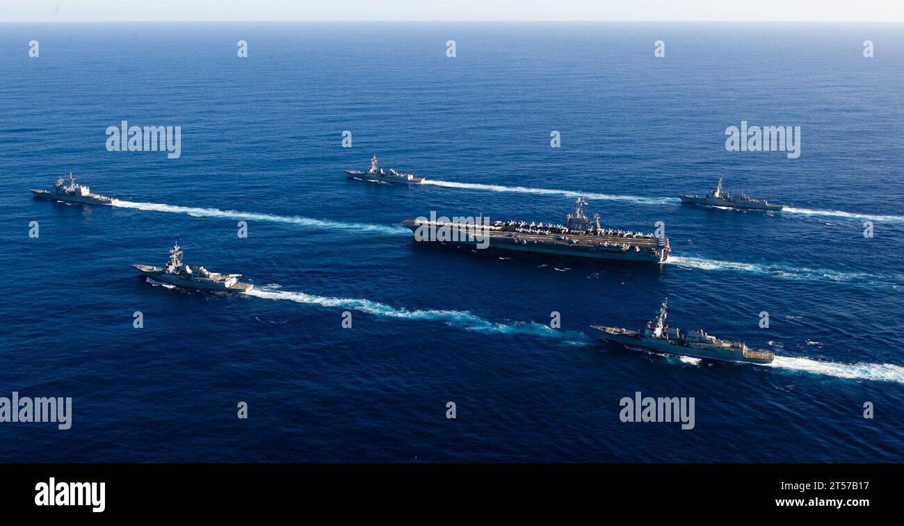 Us Navy Ships From The John C Stennis Carrier Strike Group Transit The