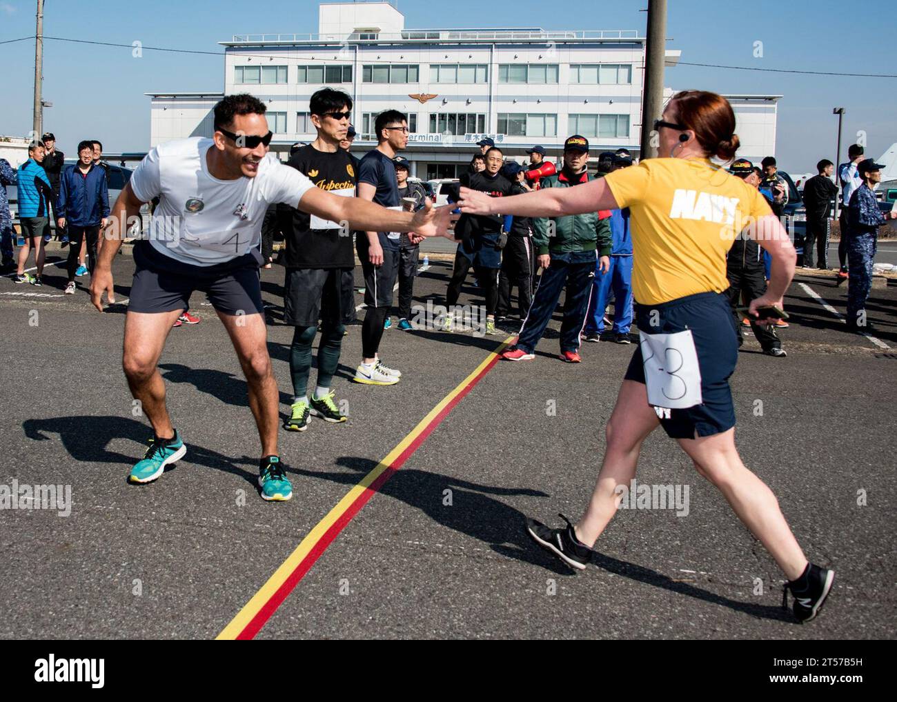 US Navy teams participates in the biennial ekiden relay race ...