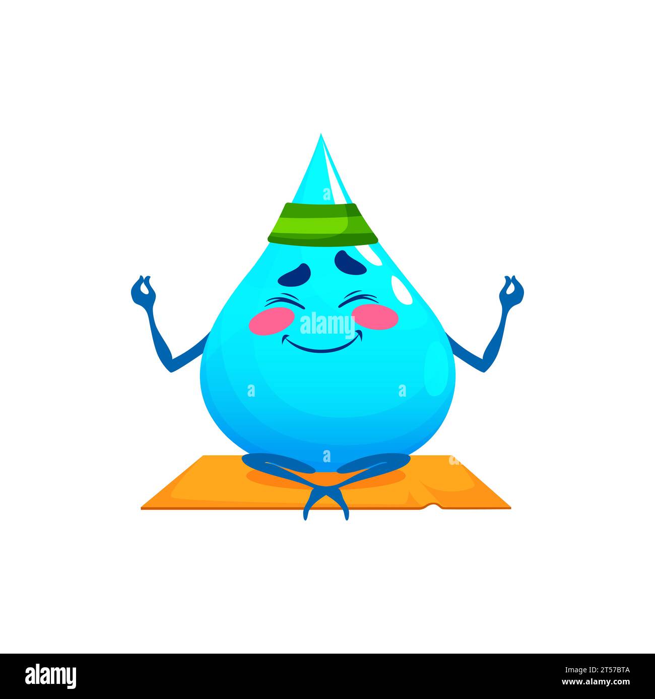 Cartoon happy water drop character on yoga. Healthy lifestyle and ...