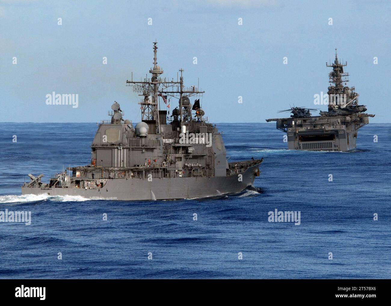 US Navy The guided-missile cruiser USS Vella Gulf, left, (CG 72) and ...