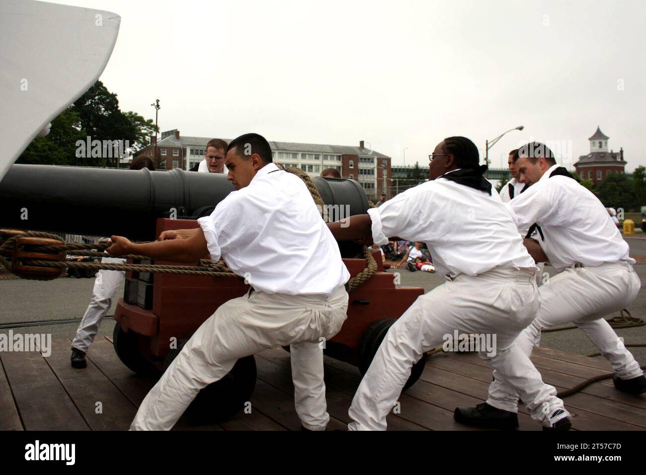 US Navy The master gun team of the USS Constitution demonstrates the ...