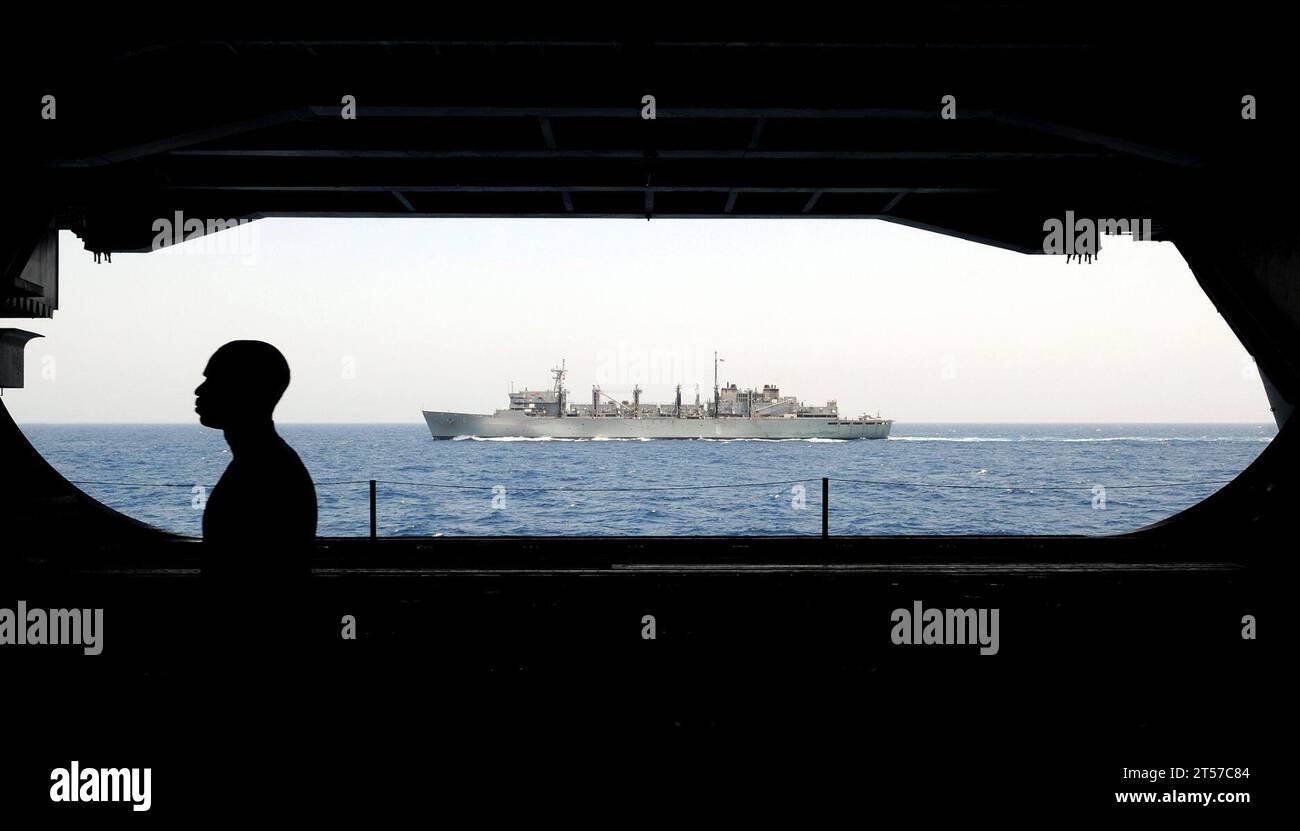 US Navy The Military Sealift Command fast combat support Ship USNS Supply (T-AOE 6) is underway ...