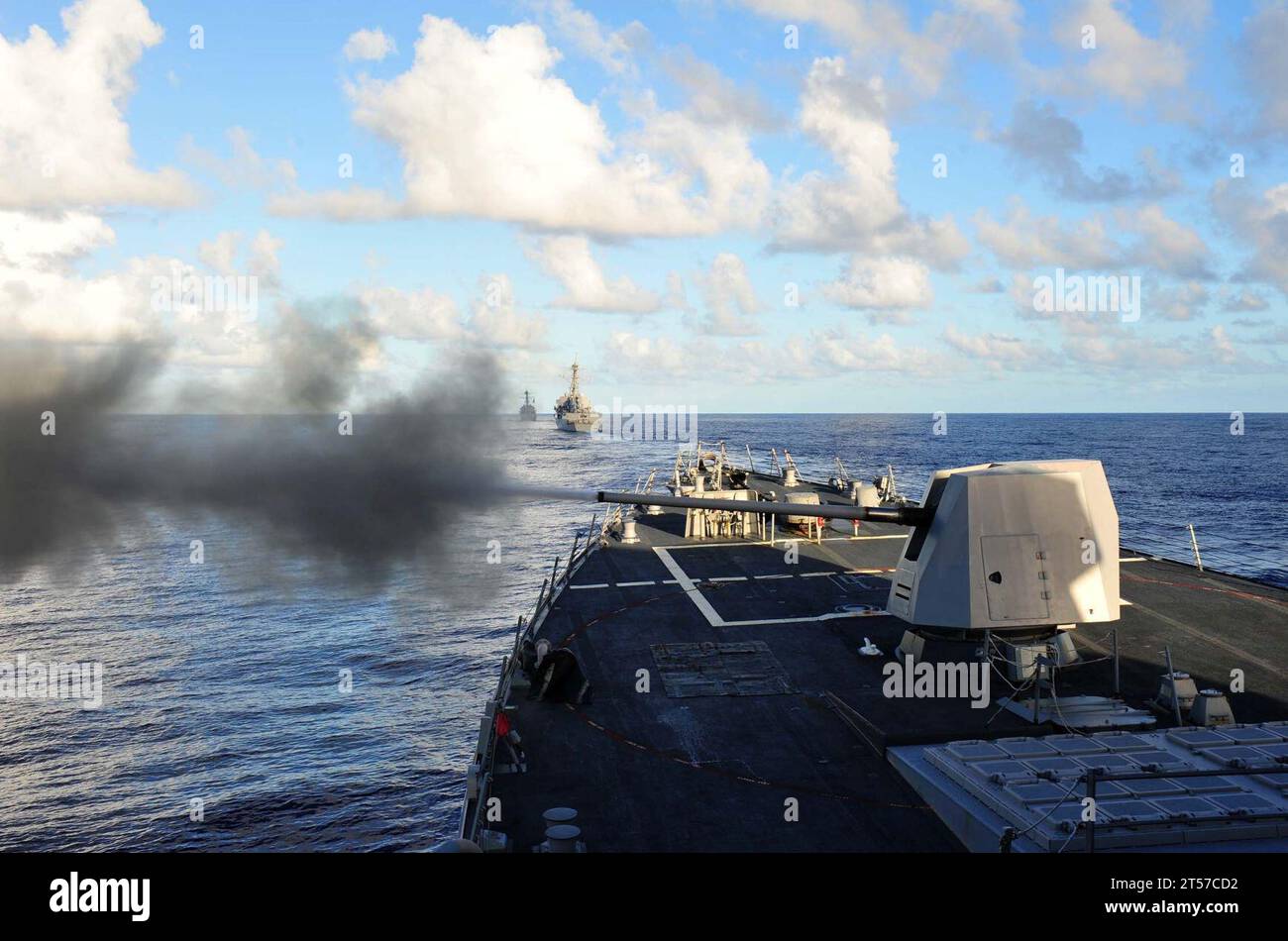 US Navy The MK 45 5-inch gun is fired aboard the guided-missile ...