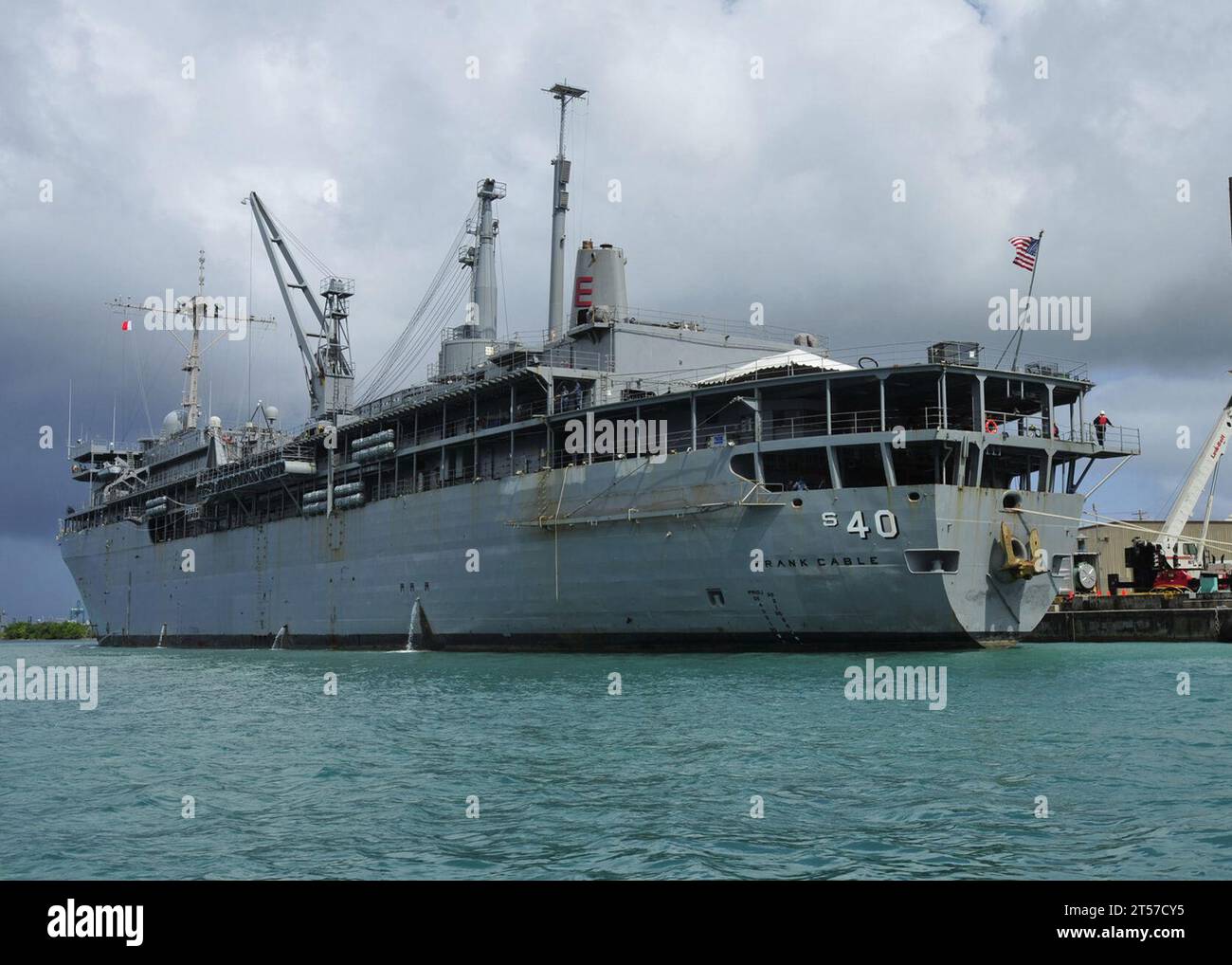 US Navy The submarine tender USS Frank Cable (AS 40) is moored at ...