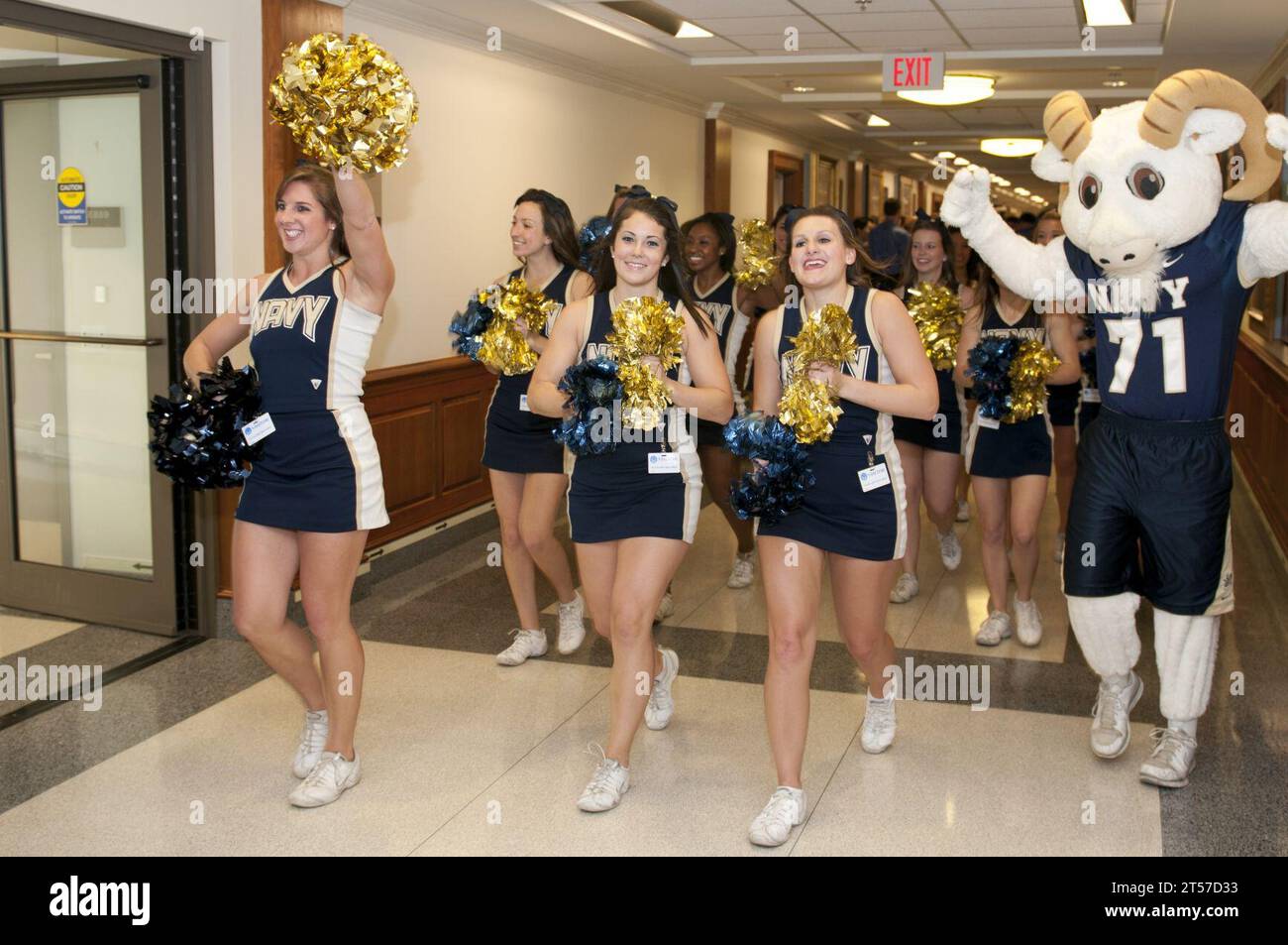 US Navy The U.S. Naval Academy Cheerleading Squad and Bill the Goat ...