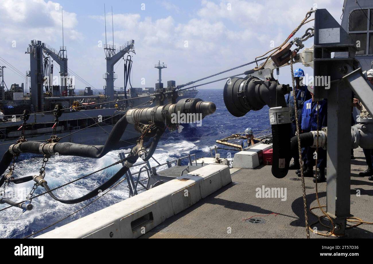 US Navy The USS Mesa Verde takes on fuel from the USNS John Lenthall ...