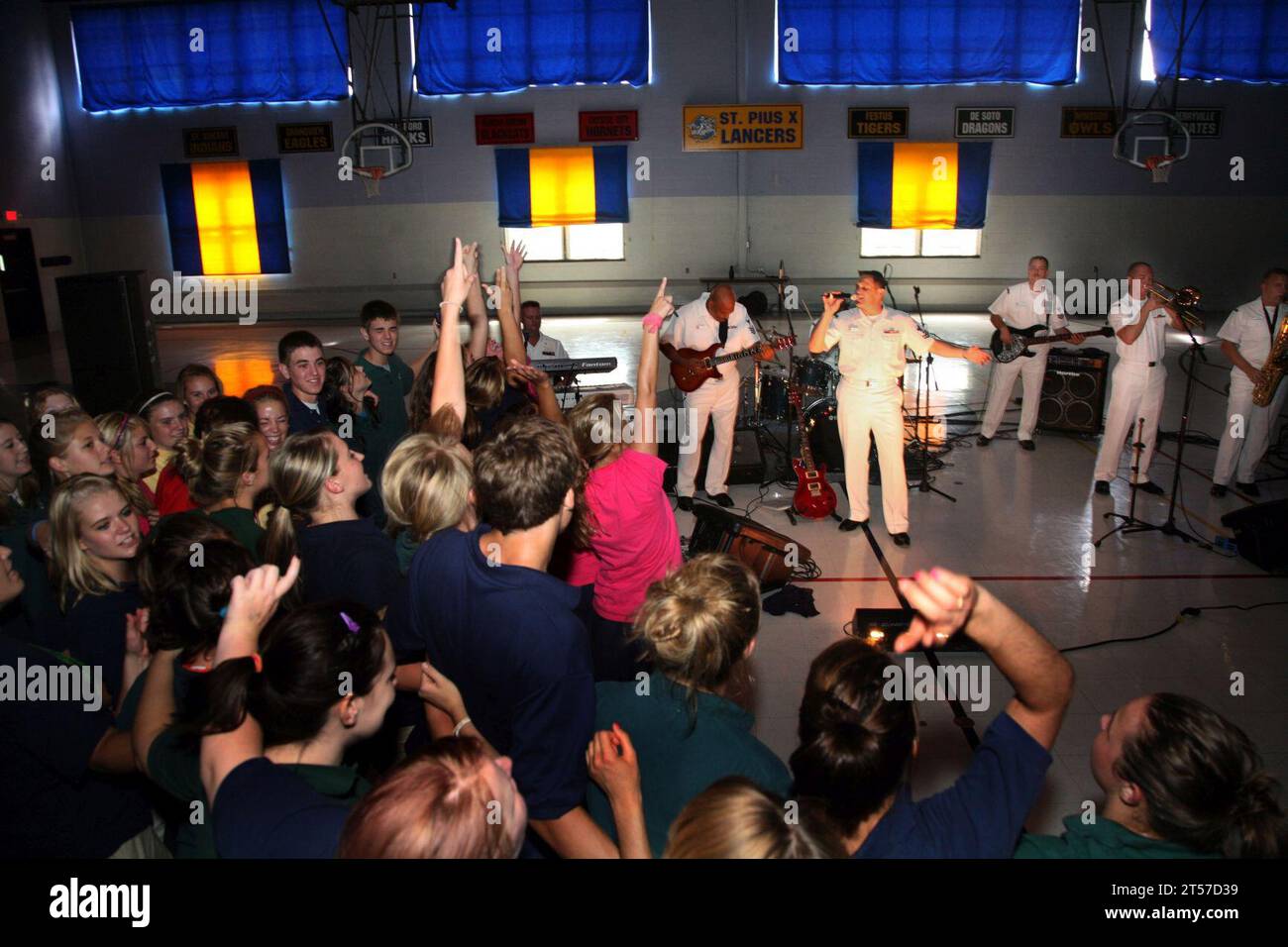 US Navy The U.S. Navy Rock Band, Freedom, performs at Saint Pius X High ...
