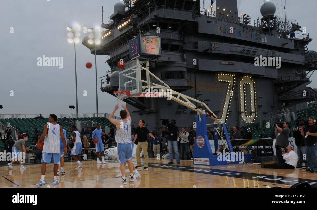 US Navy The University of North Carolina Tar Heels take practice shots ...