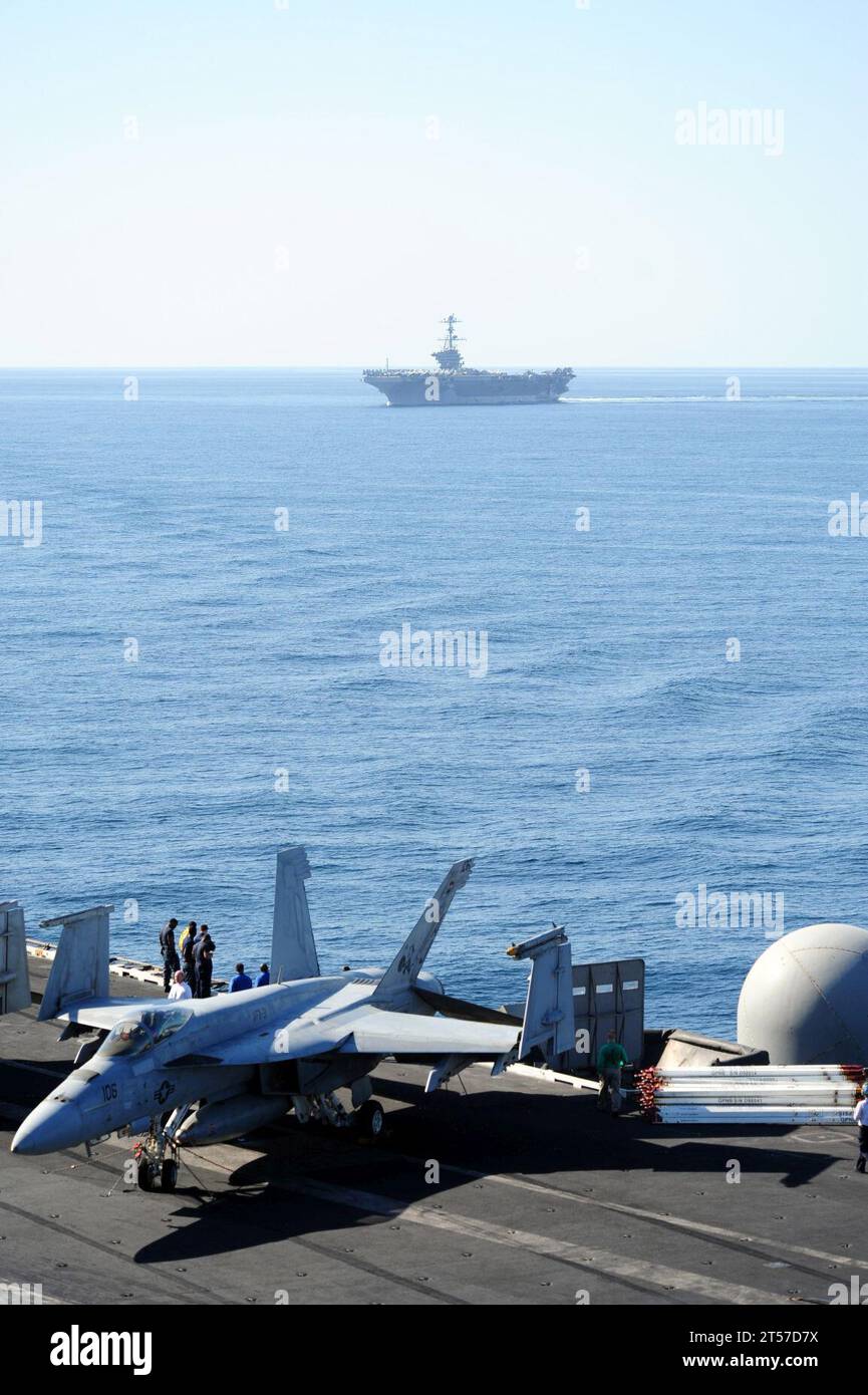 US Navy Two carriers conduct a vertical replenishment.jpg Stock Photo ...