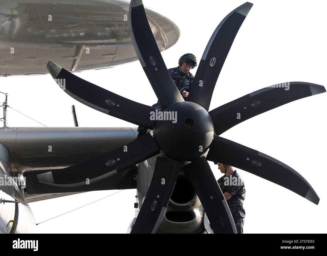 US Navy Two Sailors assigned to the Sun Kings of Airborne Early Warning ...