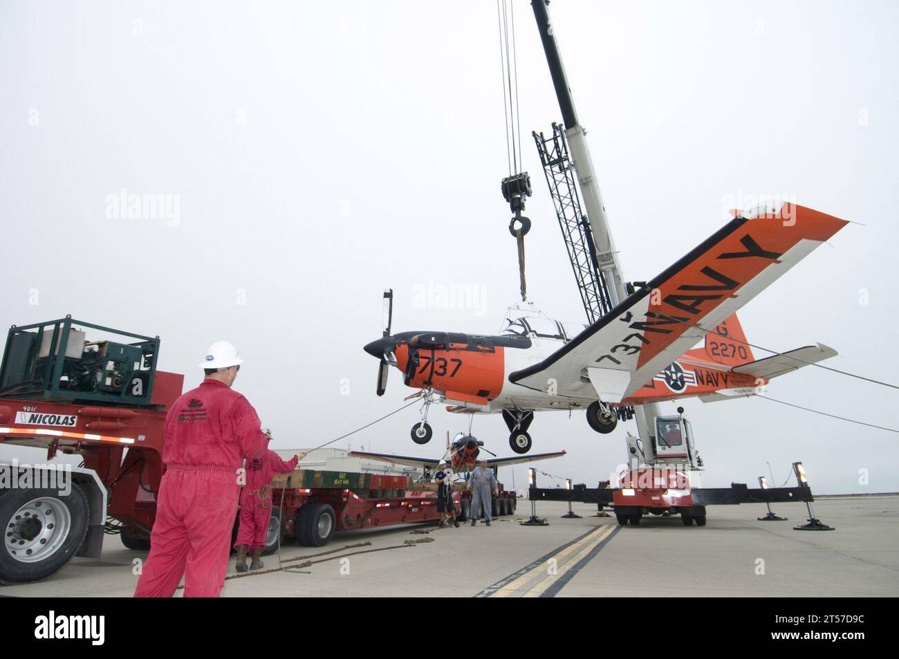 US Navy Two T-34 Turbomentor training aircraft are prepared for ...