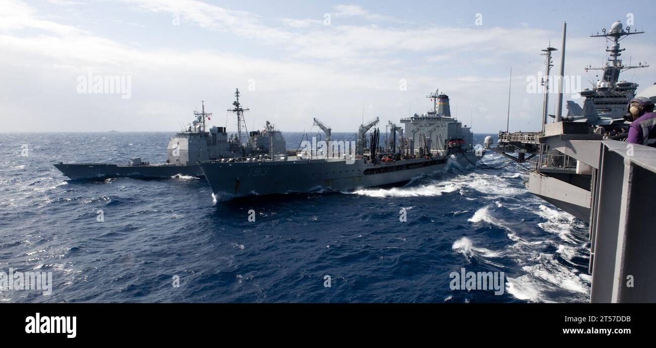 US Navy U.S. Navy ships are alongside each other during a fueling at ...