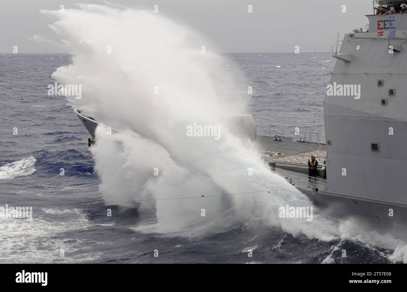 US Navy waves break over the USS Bunker Hill.jpg Stock Photo - Alamy