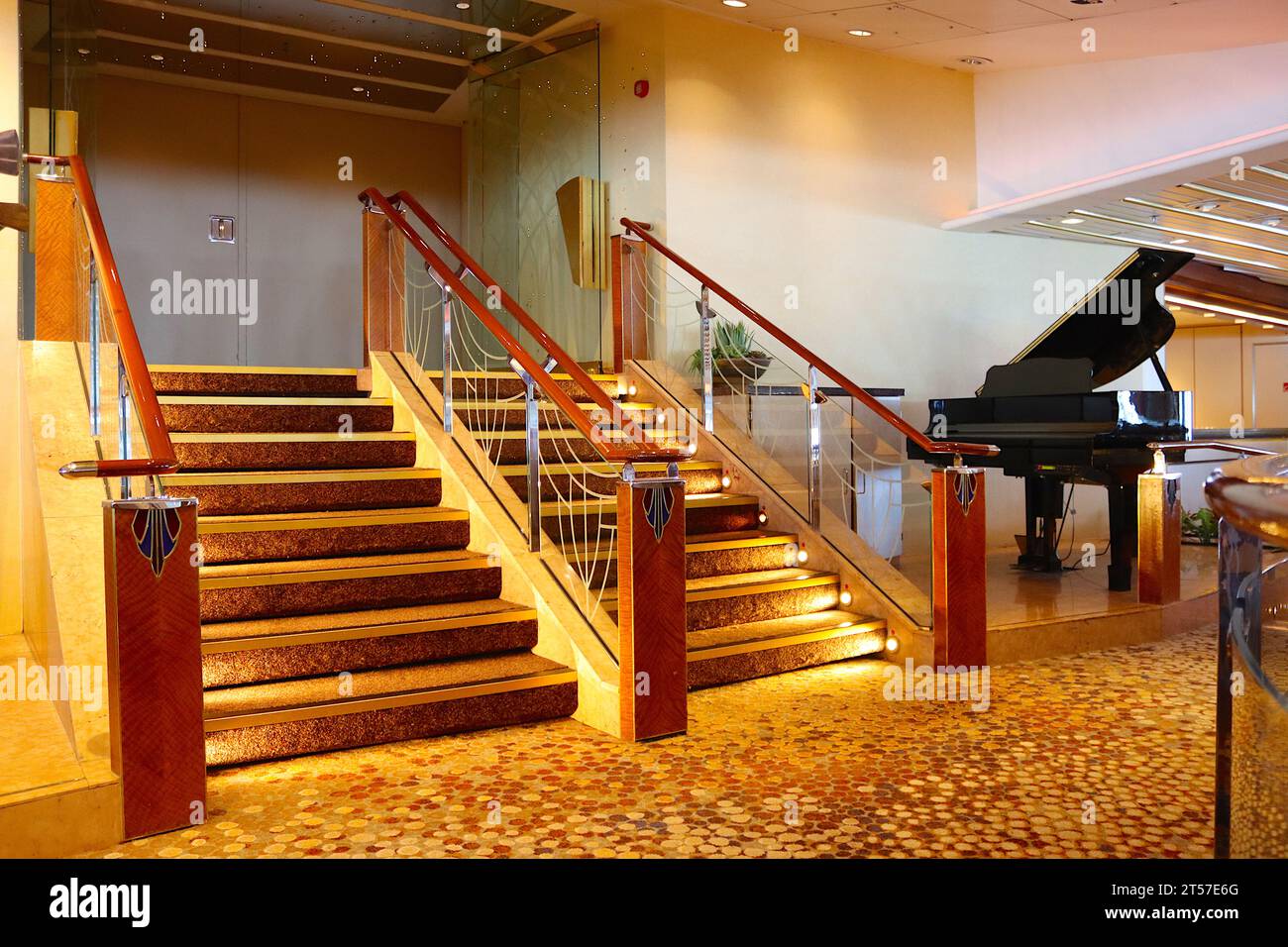 Main staircase leading down into the Alexandria restaurant, the MDR ...