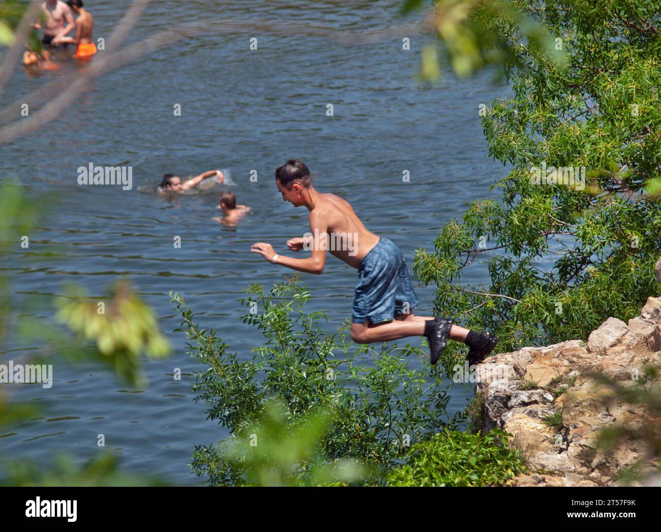 Fun in the river at Cessenon-sur-Orb, Herault, France Stock Photo - Alamy