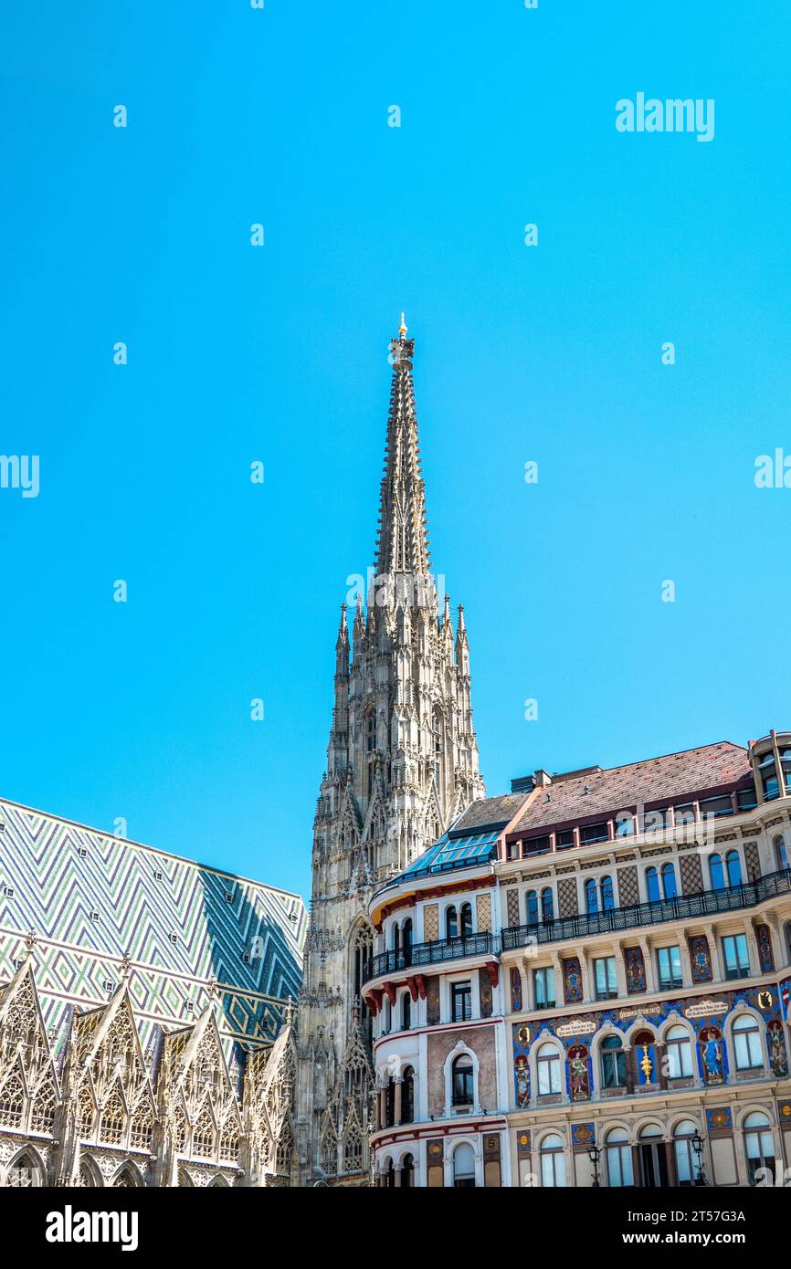 Vienna, Austria - May 27, 2023: A detailed view of the South tower of ...