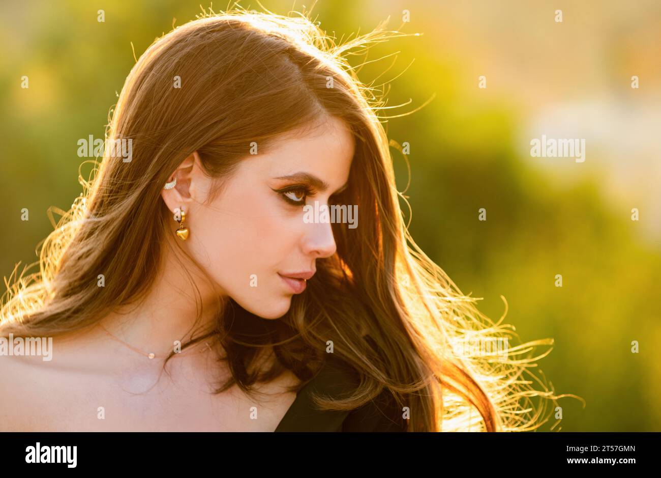 Spring Romantic Casual Woman Portrait Beautiful Girl Outdoor Close Up