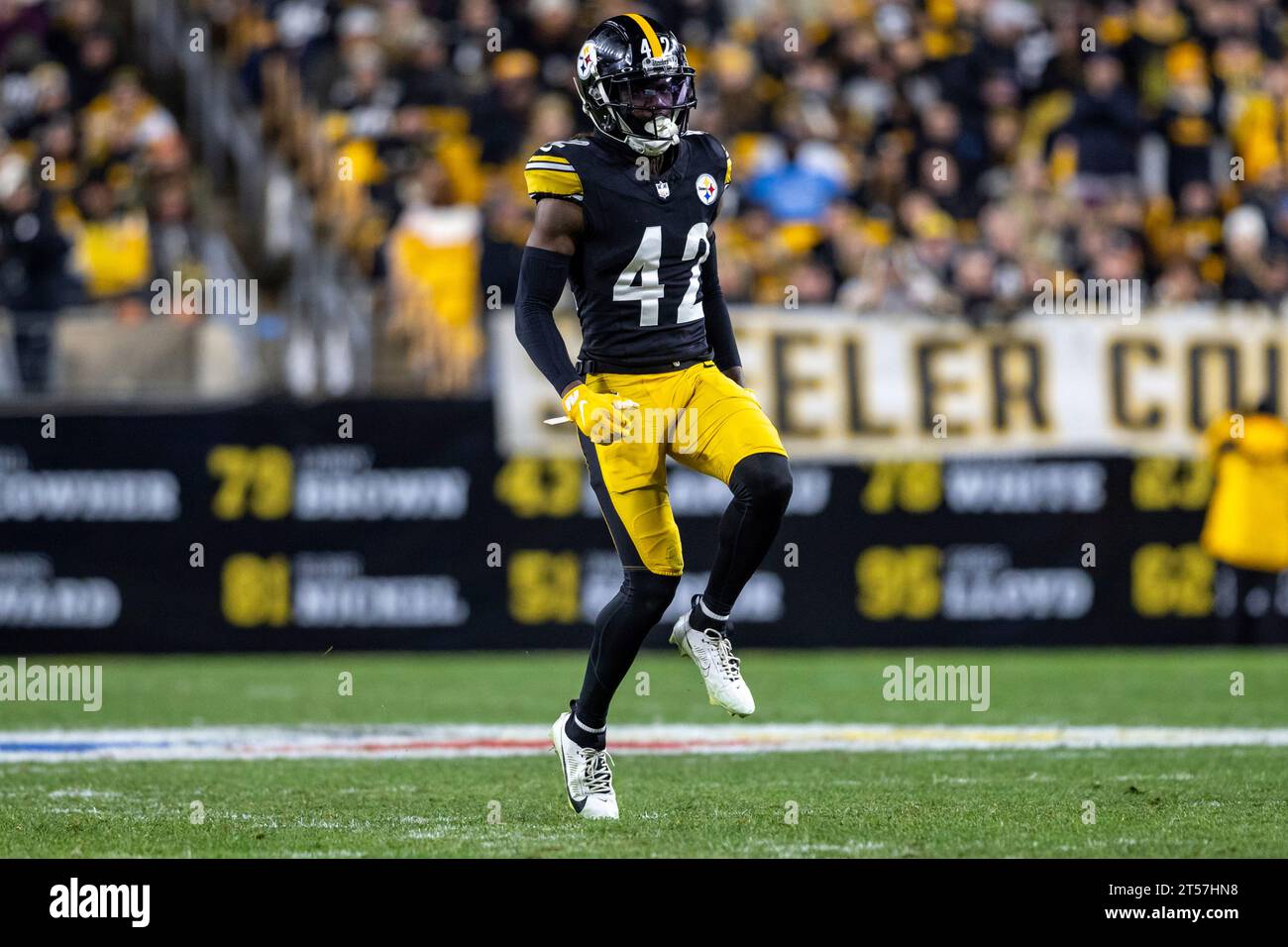 Pittsburgh Steelers cornerback James Pierre (42) covers a kick during ...