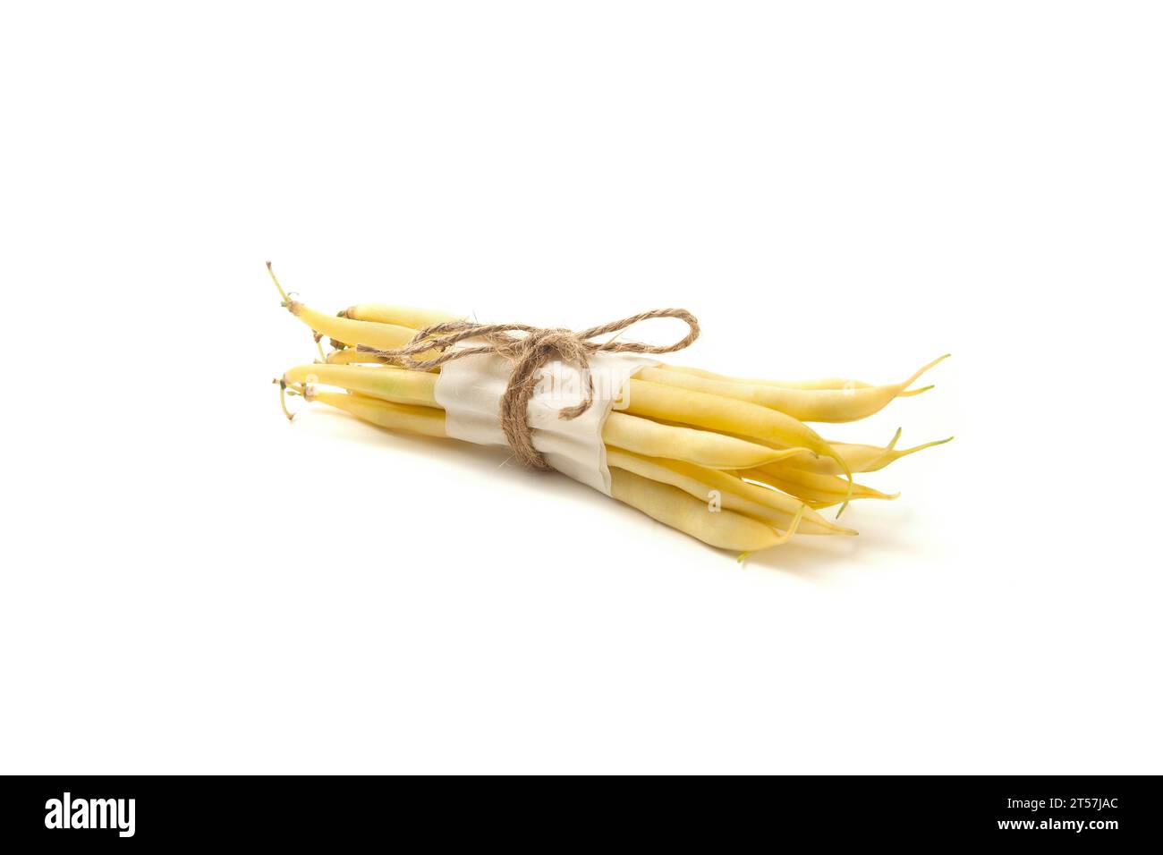 Bunch of raw yellow pods of haricot isolated on white background ...