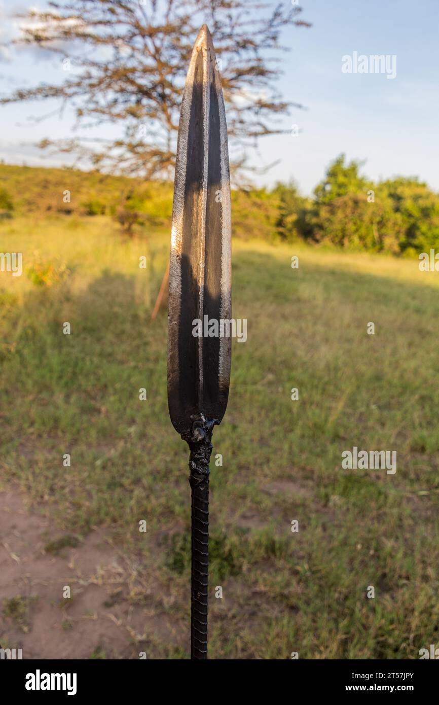 Detail of modern Masai spear, Kenya Stock Photo - Alamy