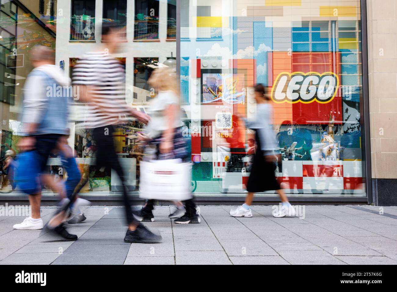 21 July 2023, Bavaria, Munich: The Lego logo can be seen in a store ...