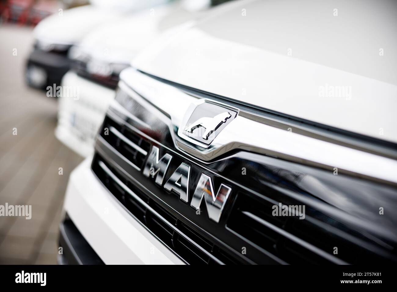 20 March 2023, Bavaria, Munich: The MAN Truck & Bus SE logo can be seen ...